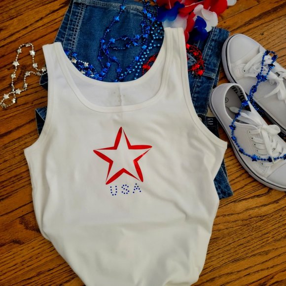 Tops | 4th Of July Star Tank Top With Rhinestone Bling | Poshmark